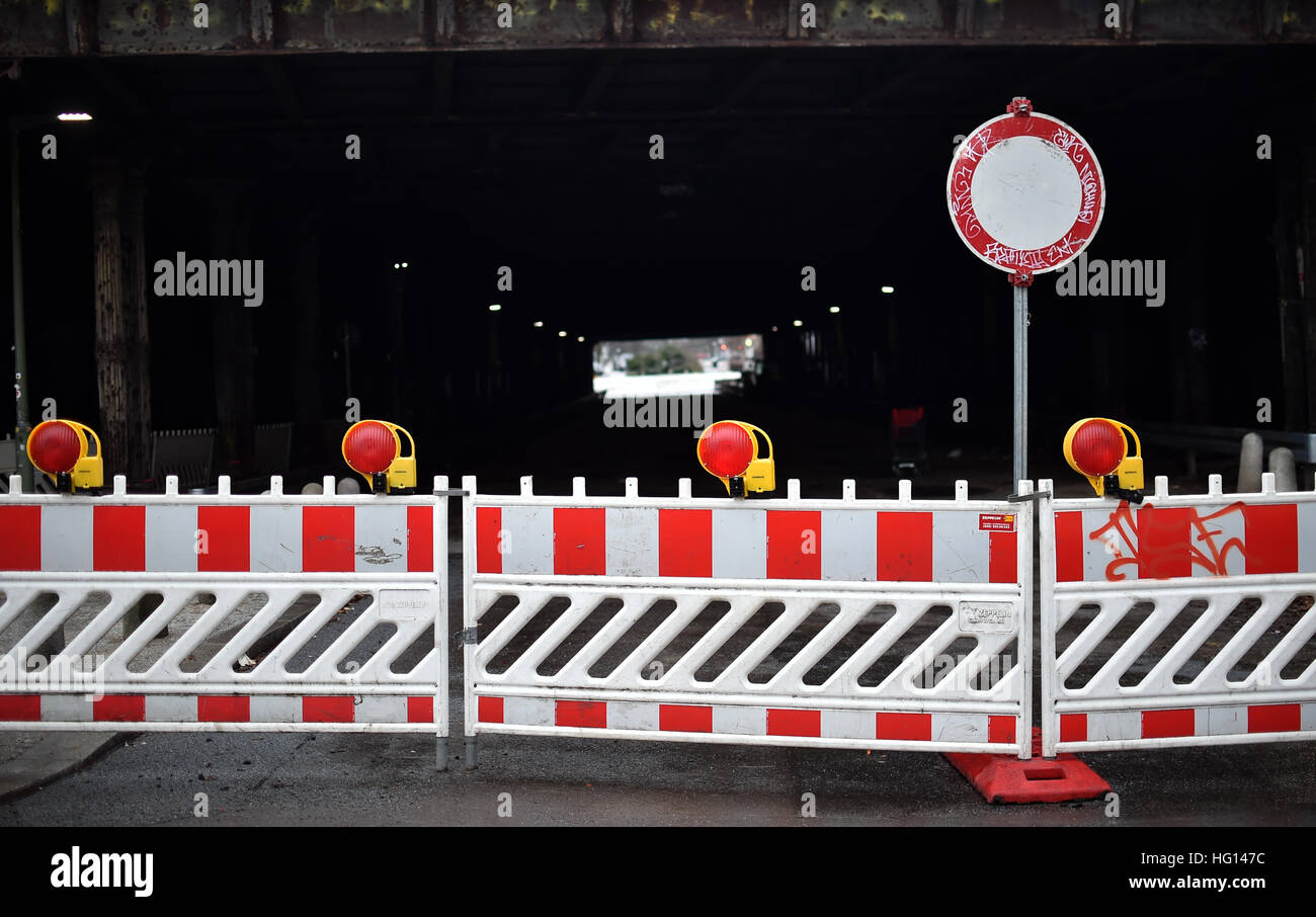 Berlin, Germany. 02nd Jan, 2017. A view of the closed-off Gleim tunnel ...