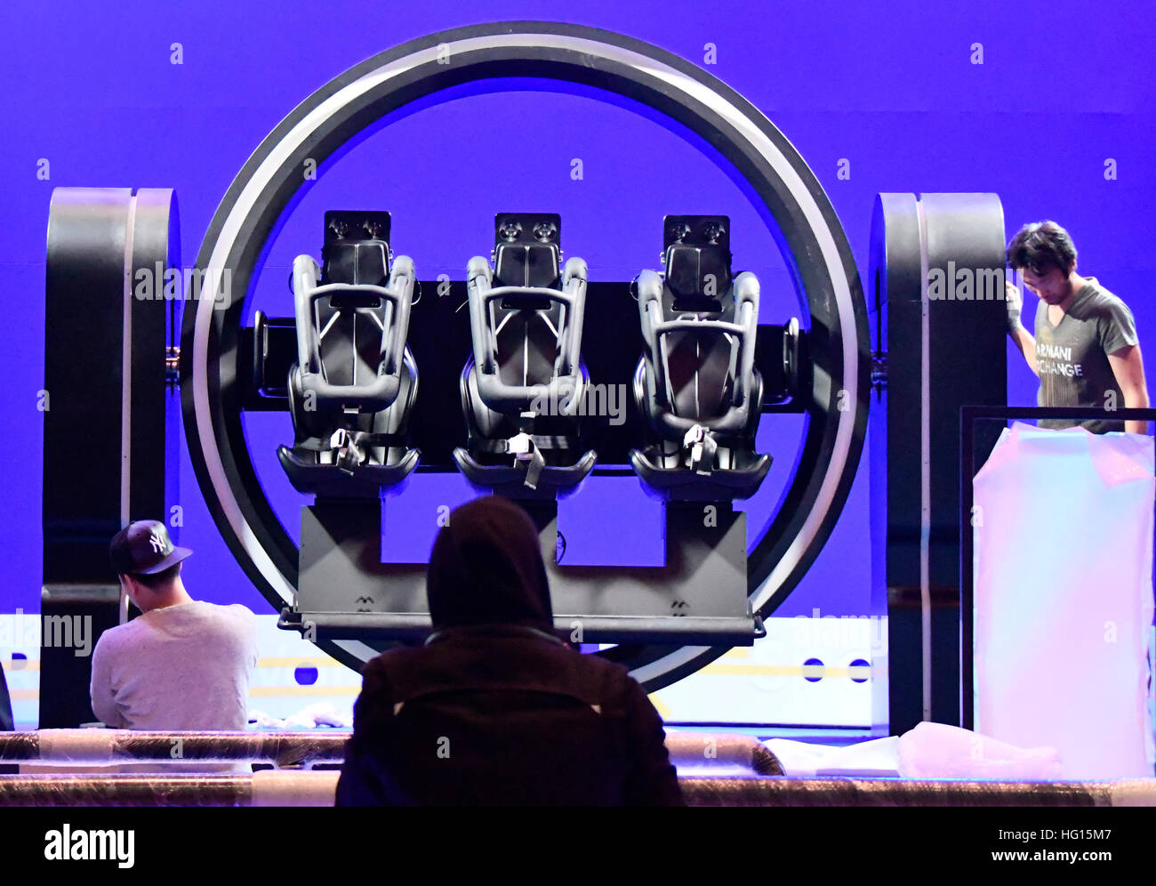 Las Vegas NV, USA. 3rd Jan, 2017. CES workers get last minute prep's ...