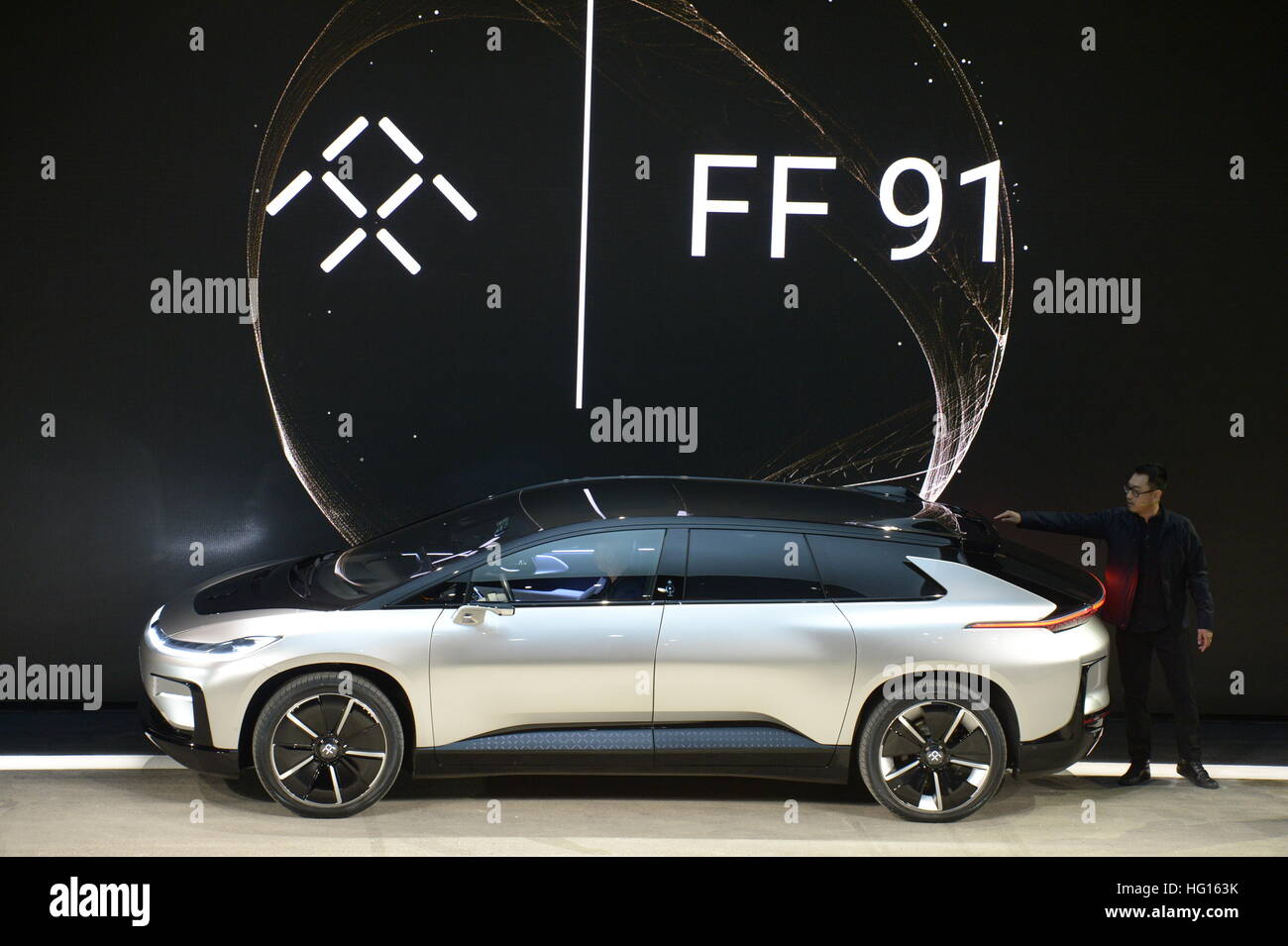 Las Vegas, USA. 3rd Jan, 2017. Head designer of car manufacturer Faraday Future, Richard Kim ...