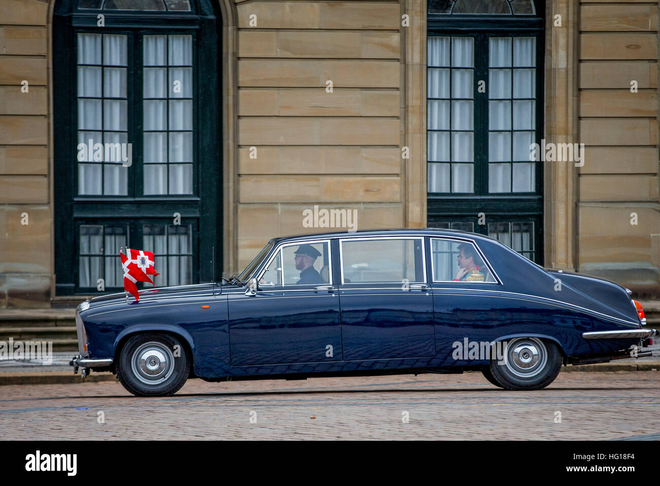 Copenhagen, Denmark. 4th Jan, 2017. The oldtimer car of Crown Prince ...