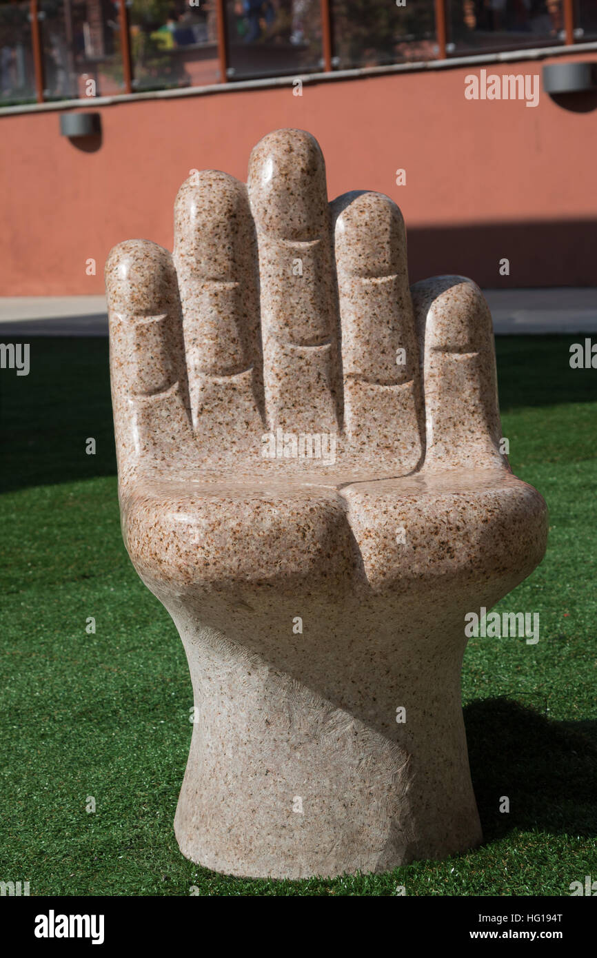Stone Seat Hand Shaped at universal Exposition In Milan, Italy Stock ...