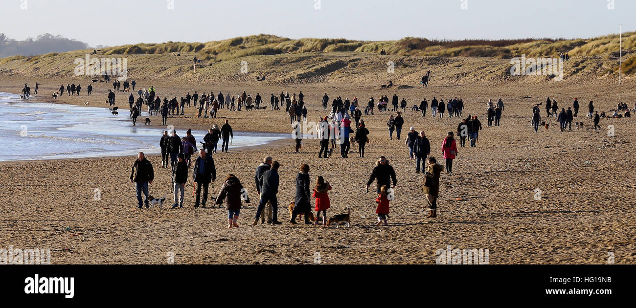 People enjoy the bank holiday sunshine on the beach in Camber, East ...