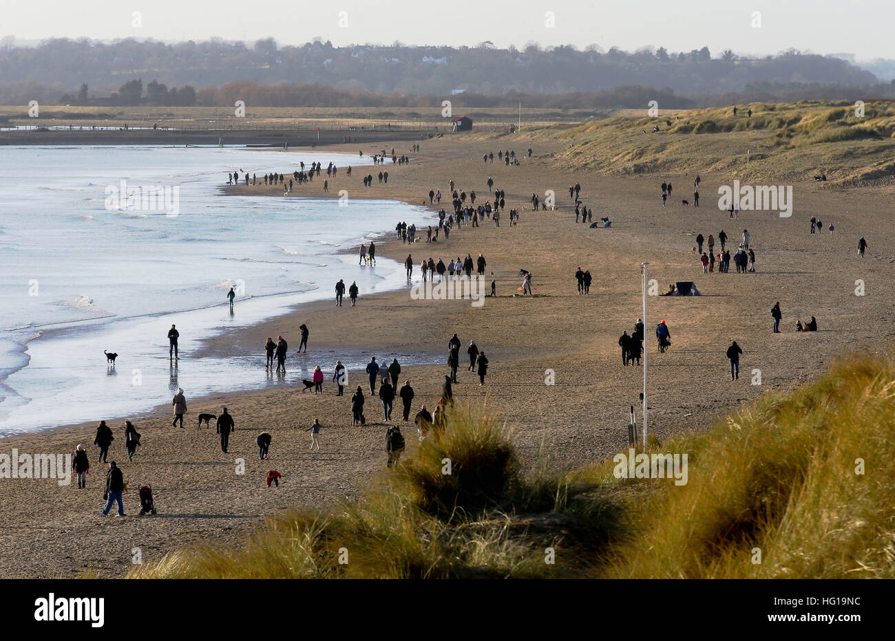 People enjoy the bank holiday sunshine on the beach in Camber, East ...