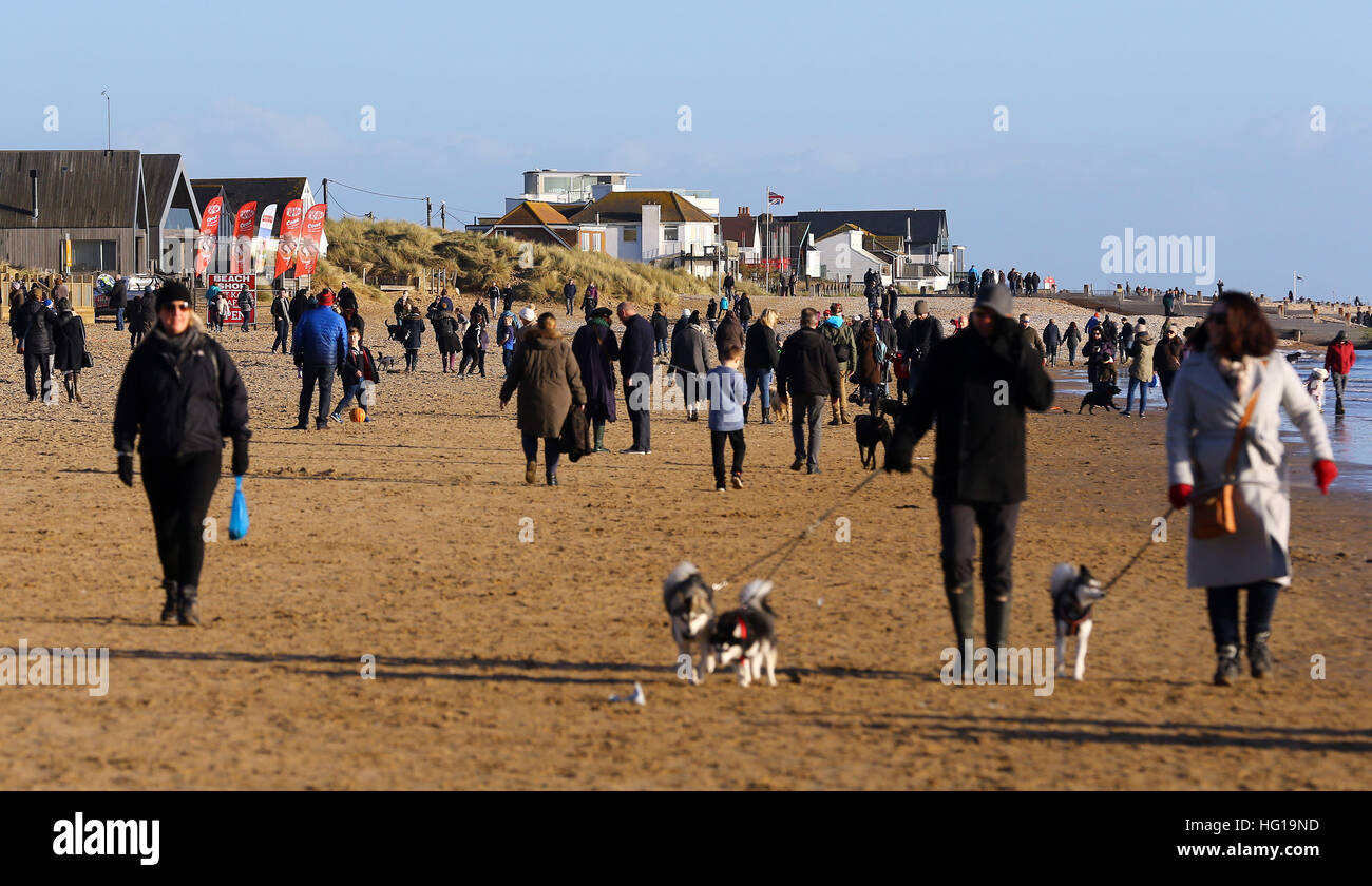 People enjoy the bank holiday sunshine on the beach in Camber, East ...