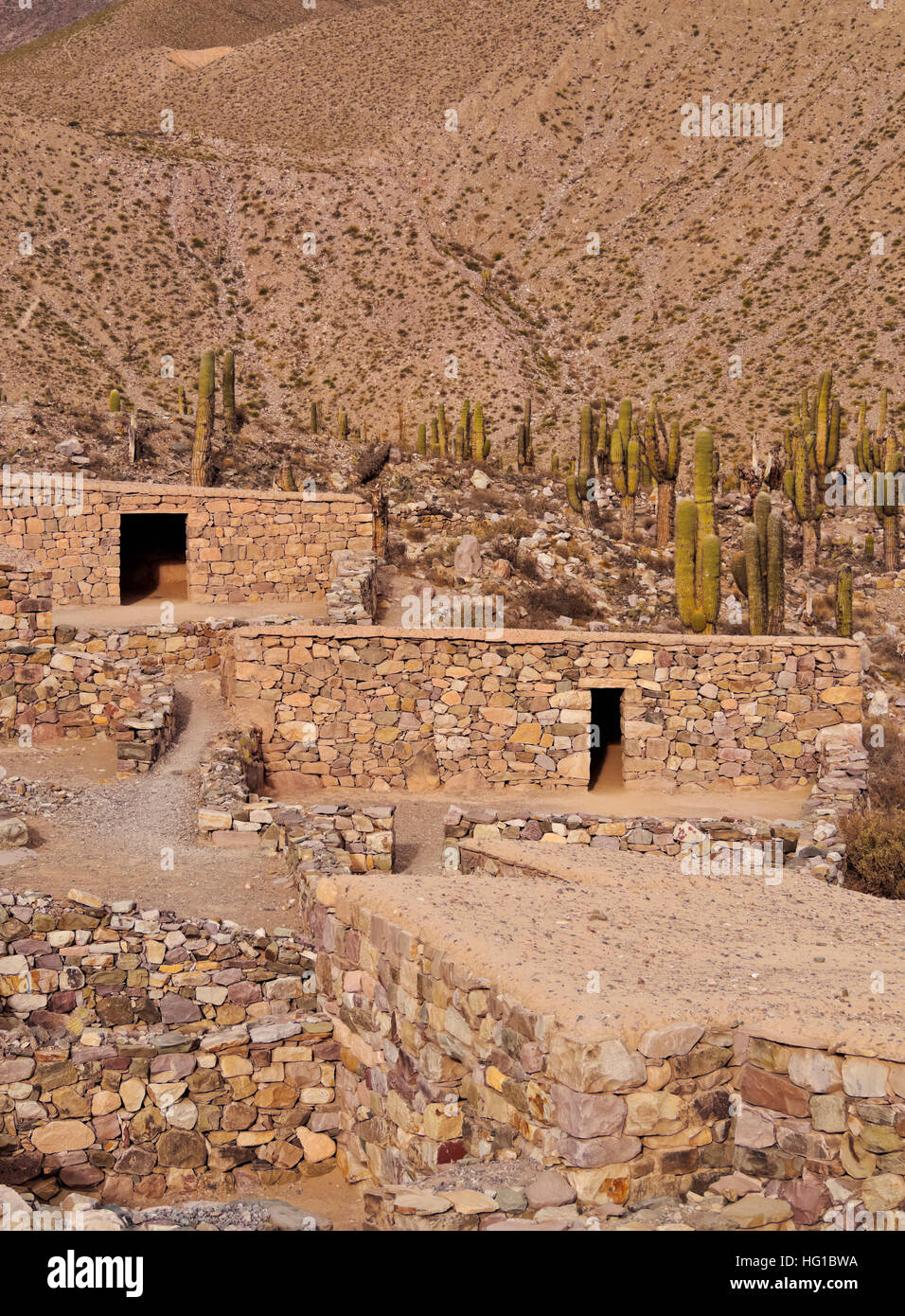 Argentina, Jujuy Province, Tilcara, View of the Pucara de Tilcara, pre ...
