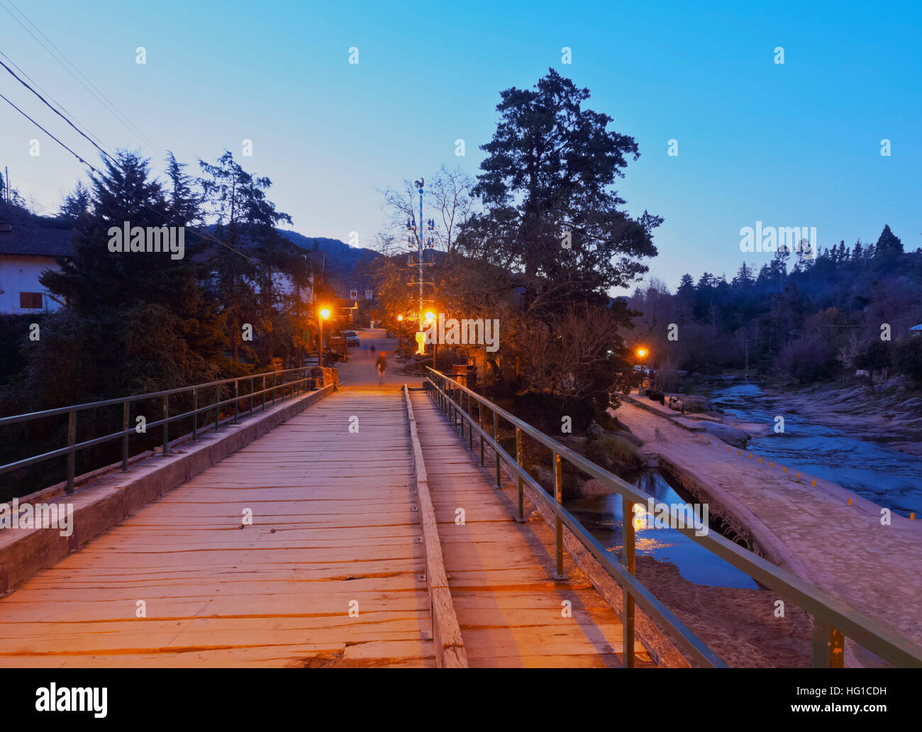 Argentina, Cordoba Province, Calamuchita Valley, Twilight view of La ...