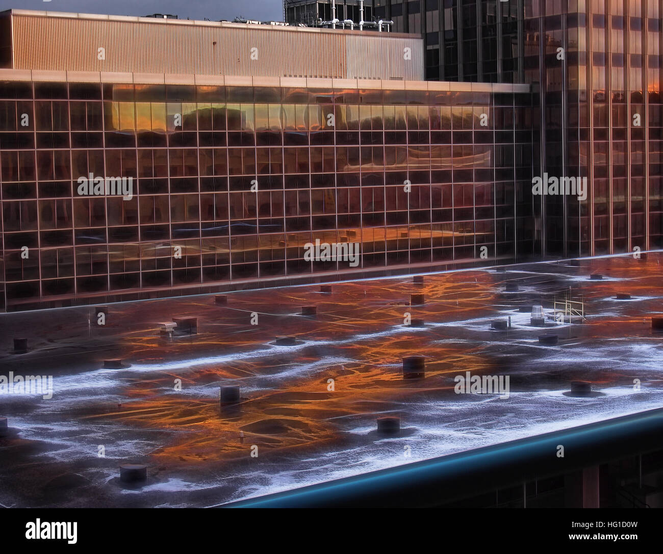 icy building rooftop and building exterior in wintertime Stock Photo ...