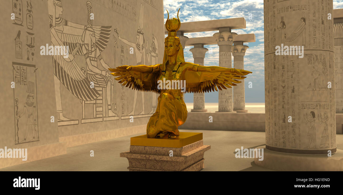 An Isis statue in the Temple of Isis which is part of the religion of ...