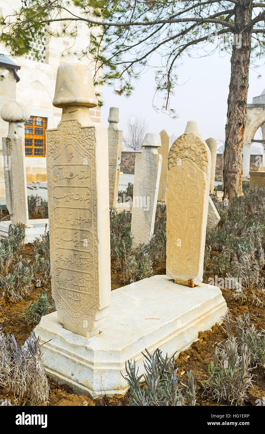 The old cemetery located on the territory of Mevlana Museum in Konya ...