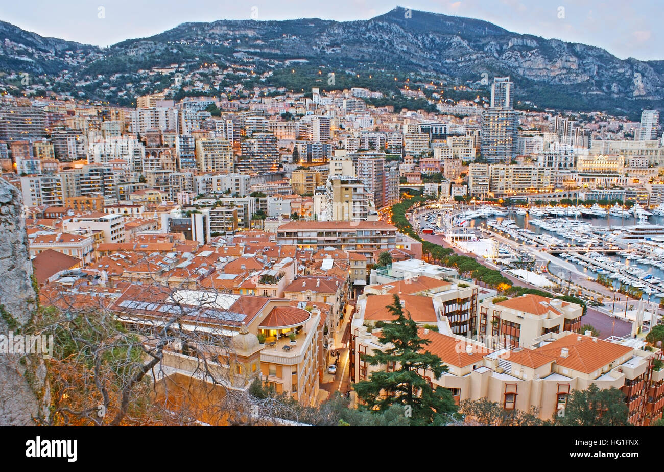 The view from the Rock of Monaco-Ville on the roofs of La Condamine ...