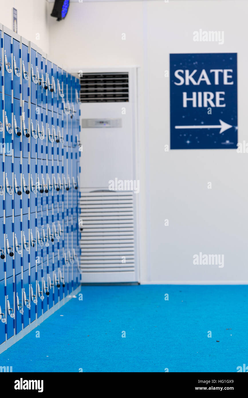 Lockers at a temporary ice rink at the Tower Of London Stock Photo - Alamy