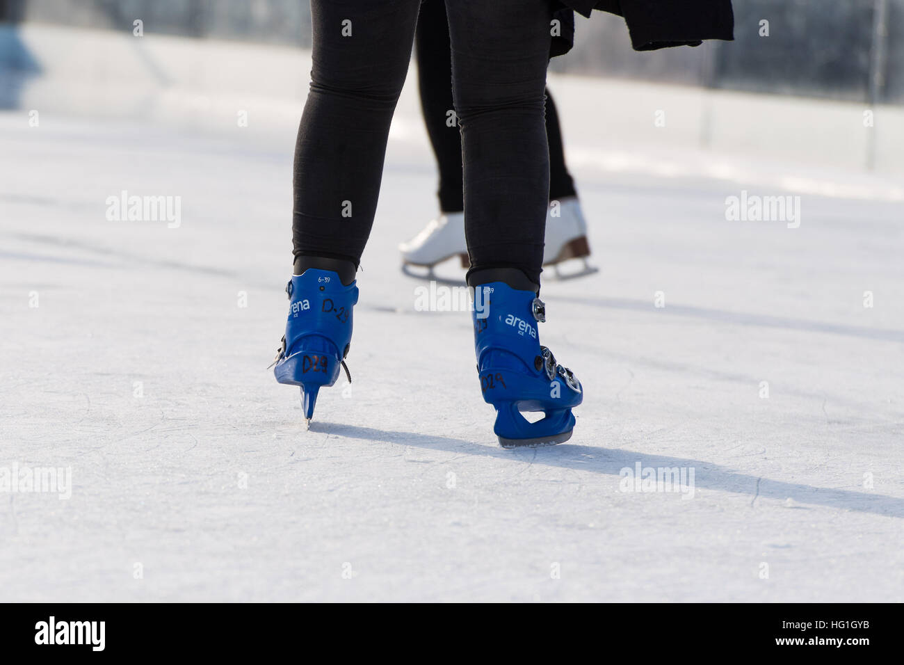 A person ice skating in the temporary Tower Of London ice rink Stock ...