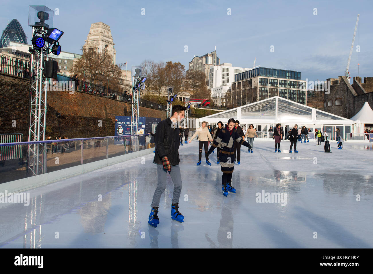 Tower Of London temporary outdoor ice rink, London, UK Stock Photo - Alamy