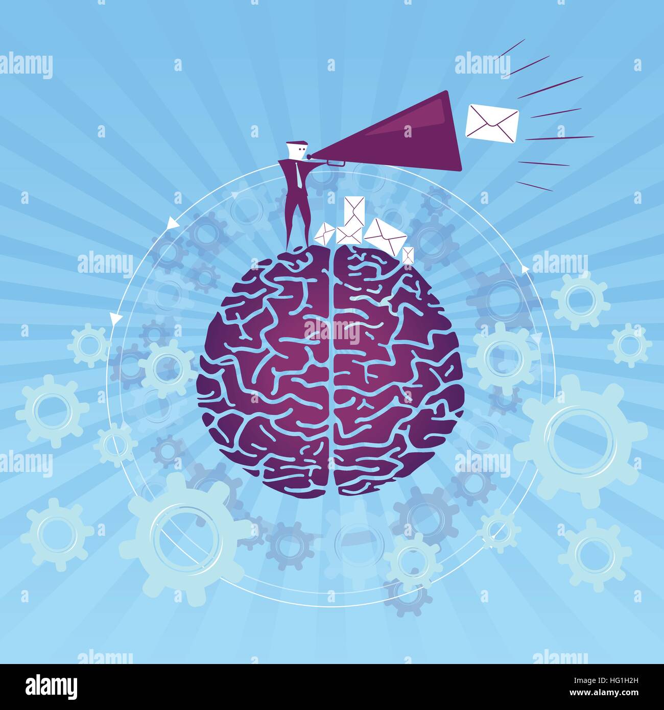 Search the Mind / Traffic in the Brain. Vector illustration with Brain ...
