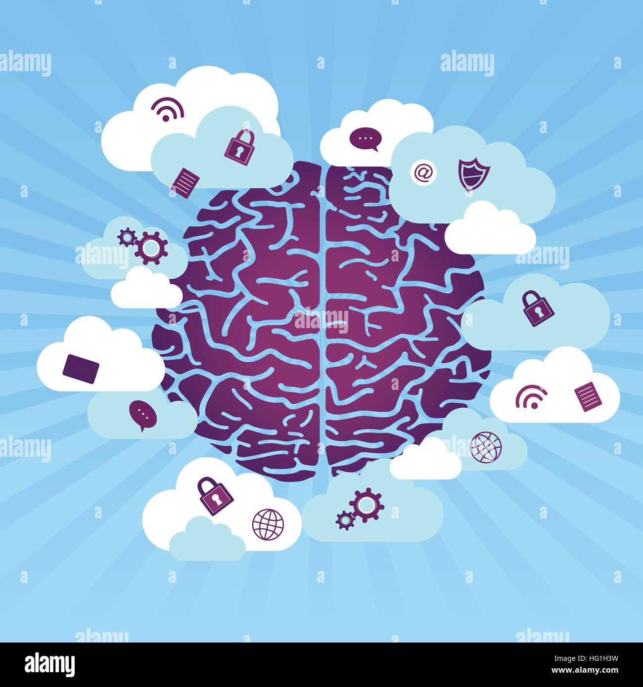 Search the Mind / Traffic in the Brain. Vector illustration with Brain ...
