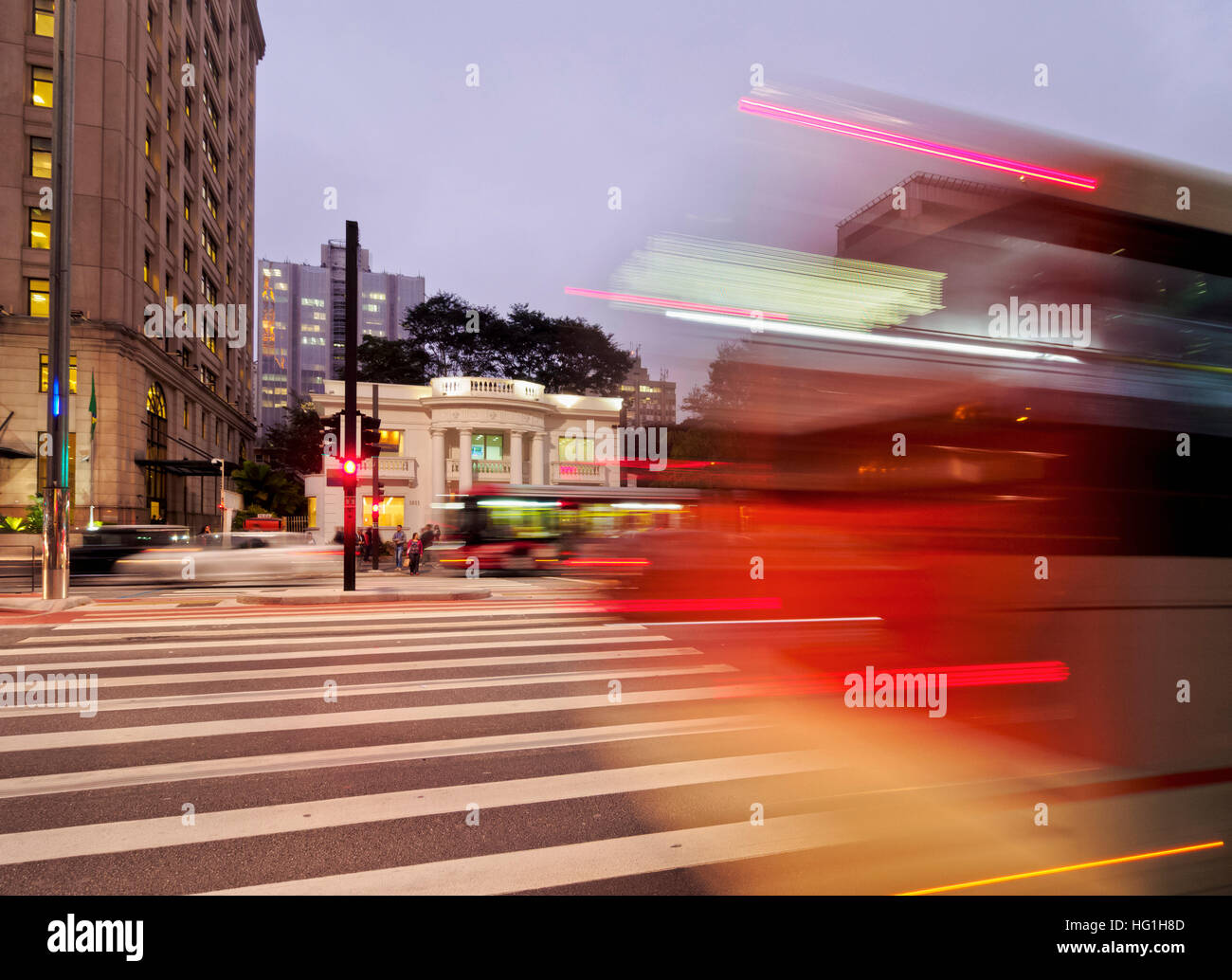 Brazil, State of Sao Paulo, City of Sao Paulo, Twilight view of the ...
