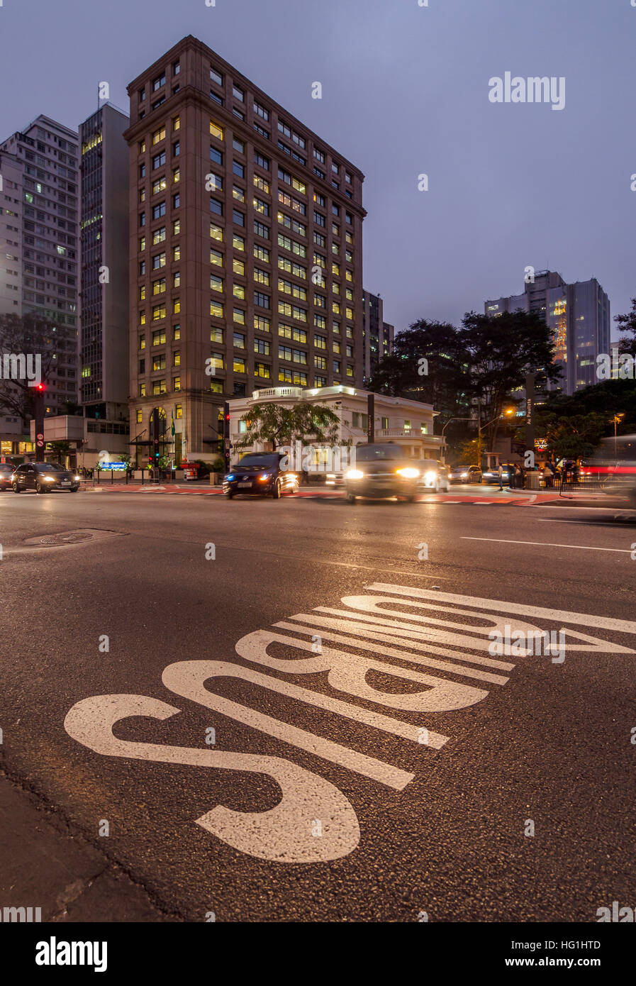 Brazil, State of Sao Paulo, City of Sao Paulo, Twilight view of the ...