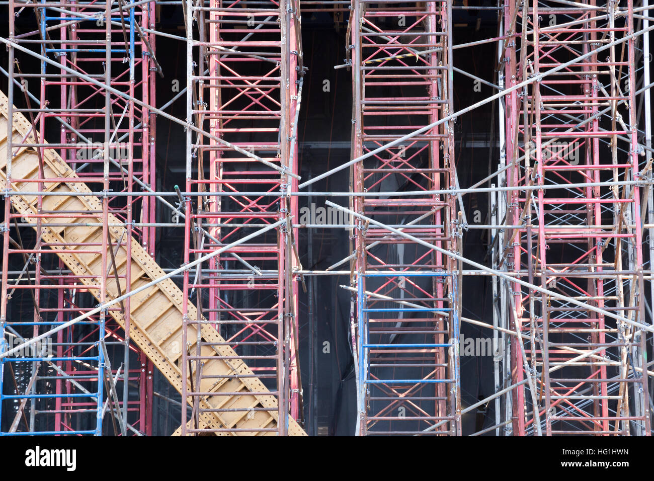 Scaffolding along side a building under construction in New York City ...