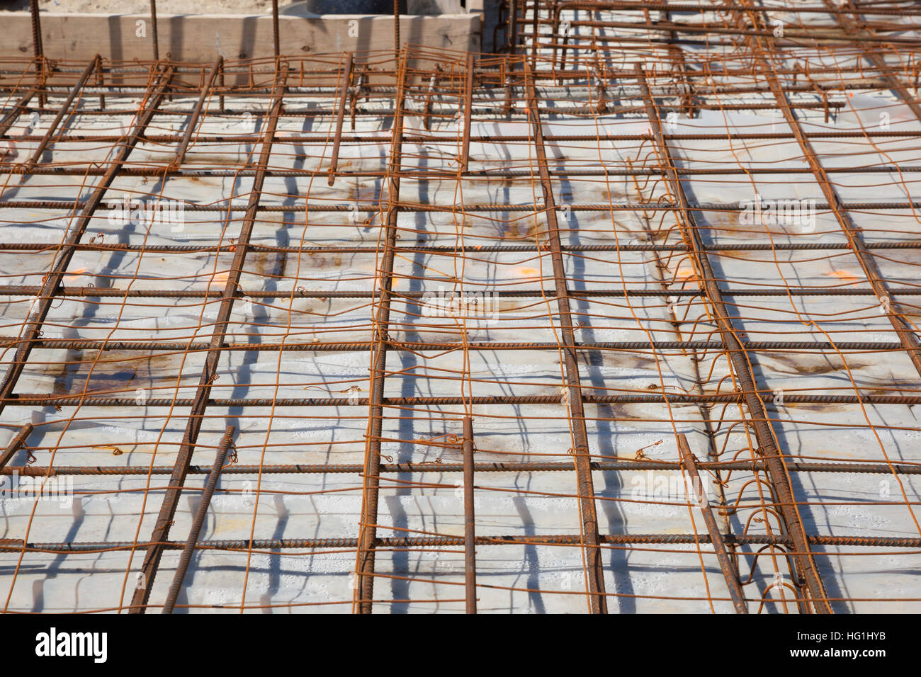 A rebar grid is set up for concrete reinforcement Stock Photo - Alamy