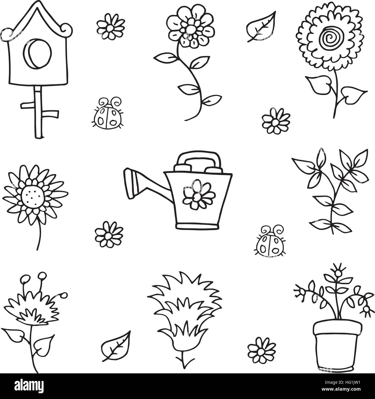 Doodle of spring flower set Stock Vector Image & Art - Alamy