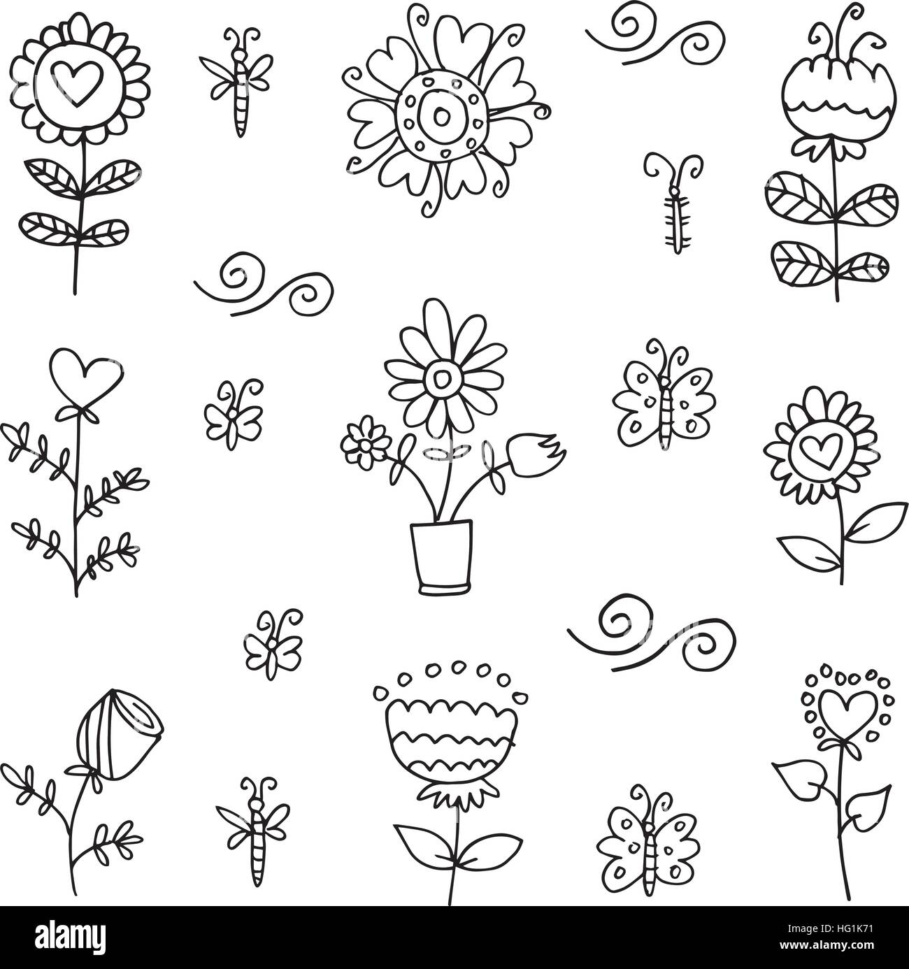 Illustration spring hand draw doodles hi-res stock photography and ...