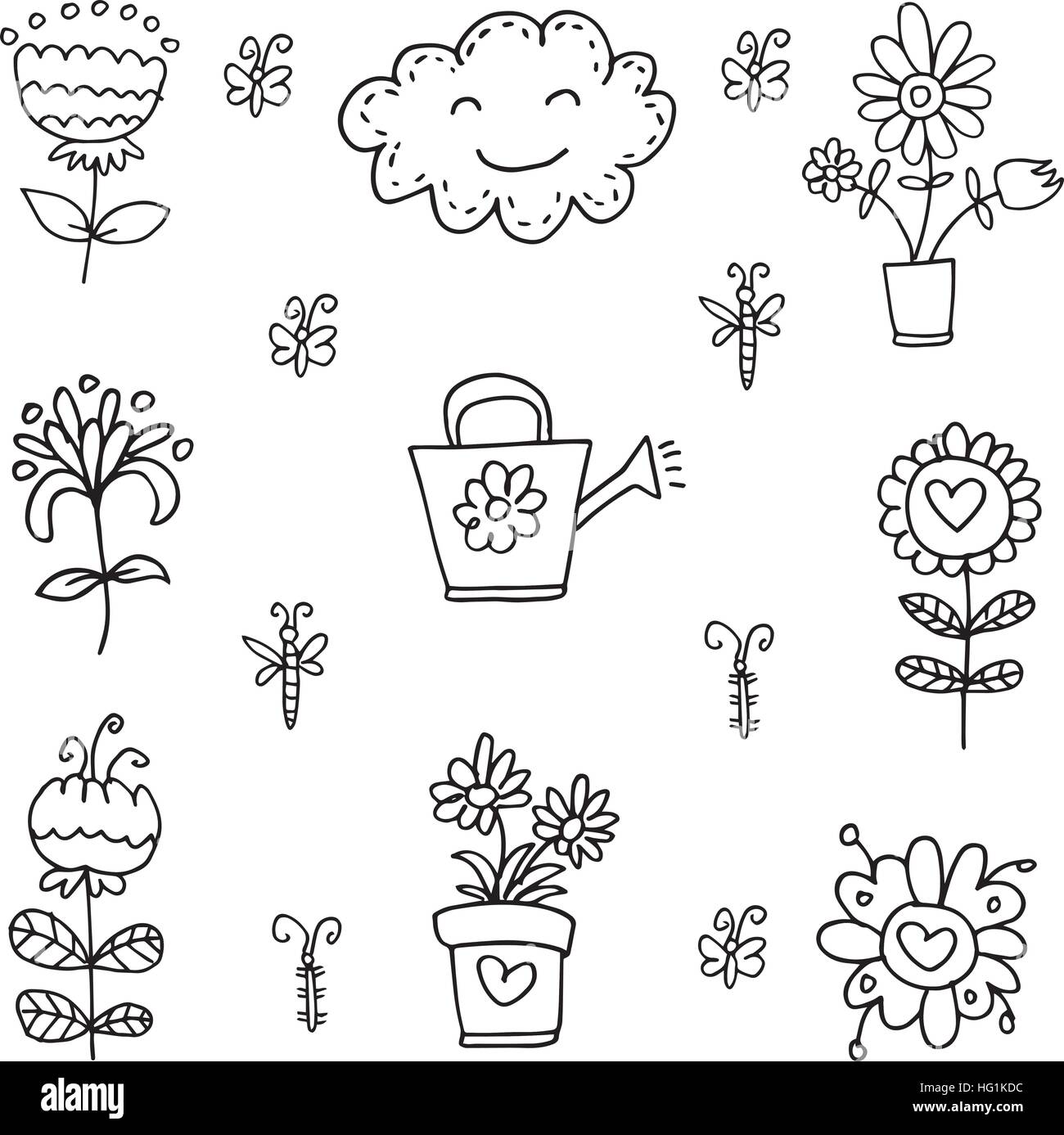 Illustration of spring doodle set Stock Vector Image & Art - Alamy