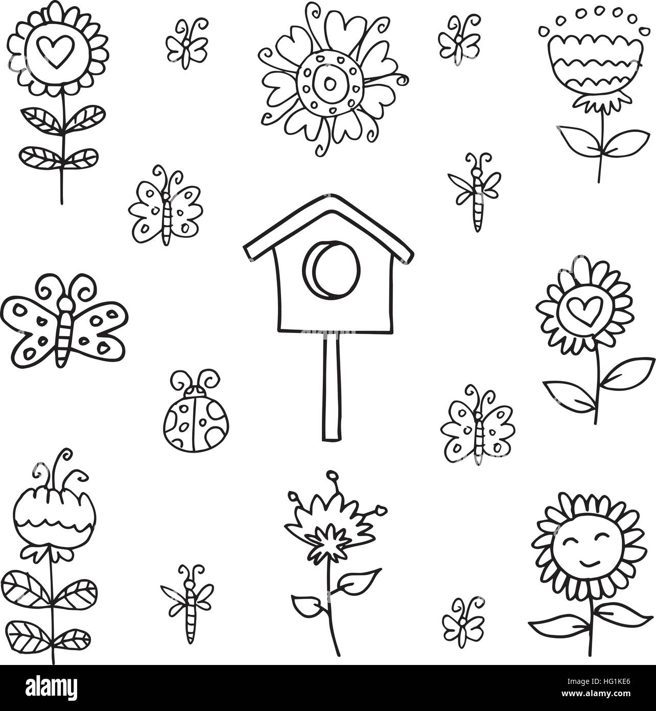 Illustration Spring Doodles Set High Resolution Stock Photography and ...