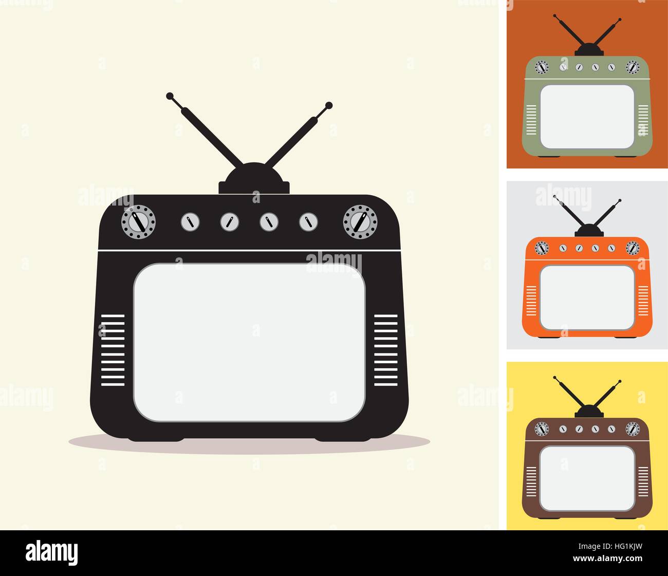Set of Vintage television Vector Illustration Stock Vector Image & Art ...