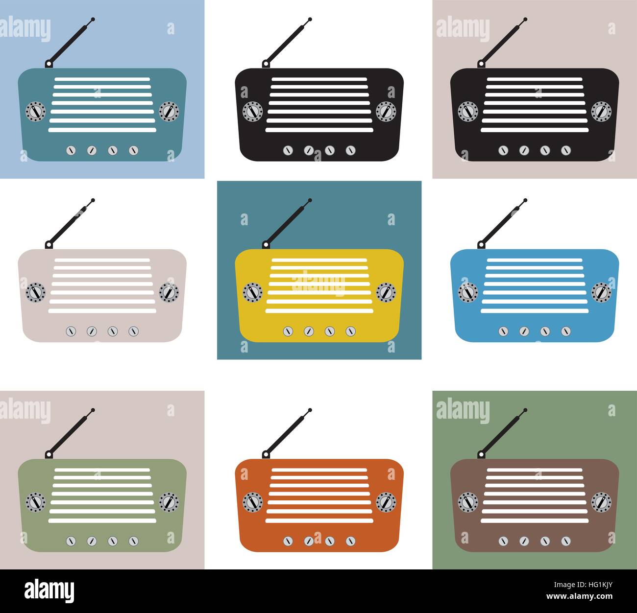 Set of Vintage Old Radio Vector Illustration Stock Vector Image & Art ...