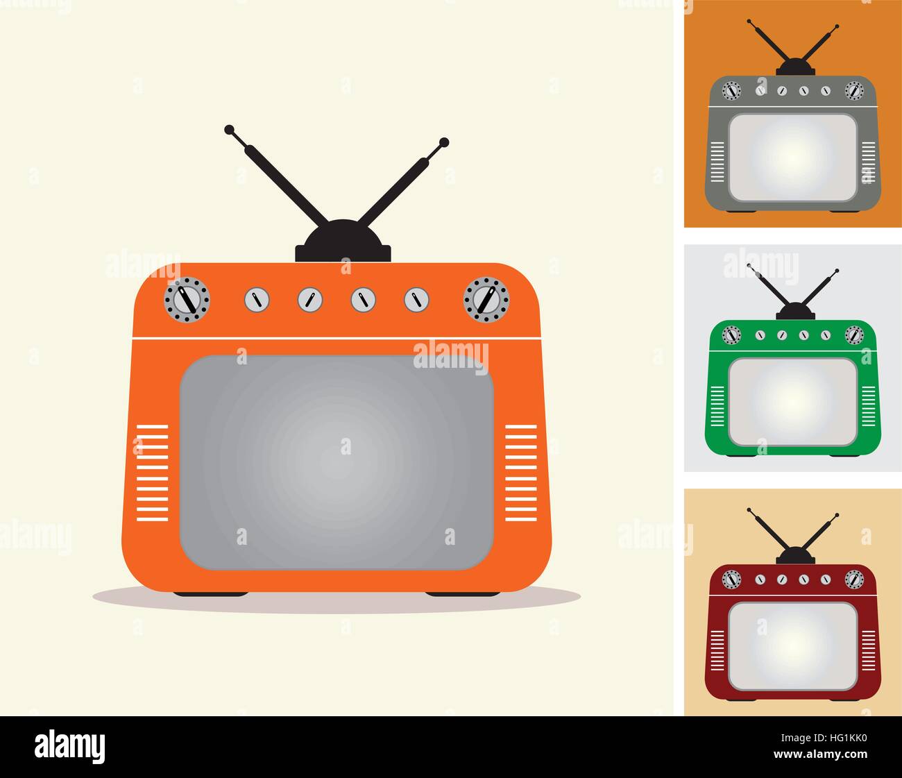 Set of Vintage television Vector Illustration Stock Vector Image & Art ...