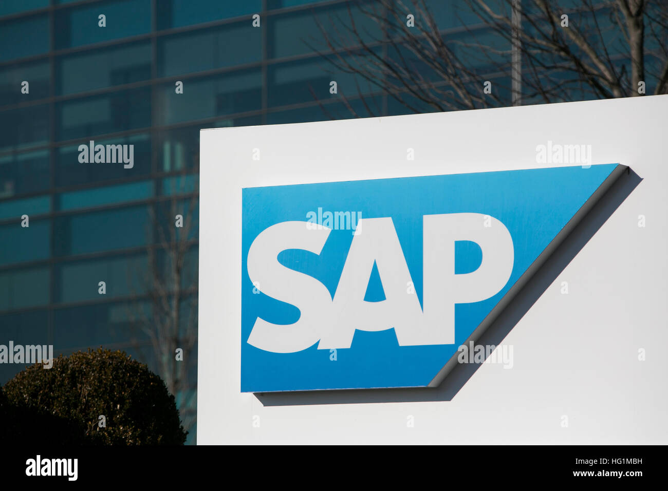 A logo sign outside of a facility occupied by SAP SE in Newtown Square ...