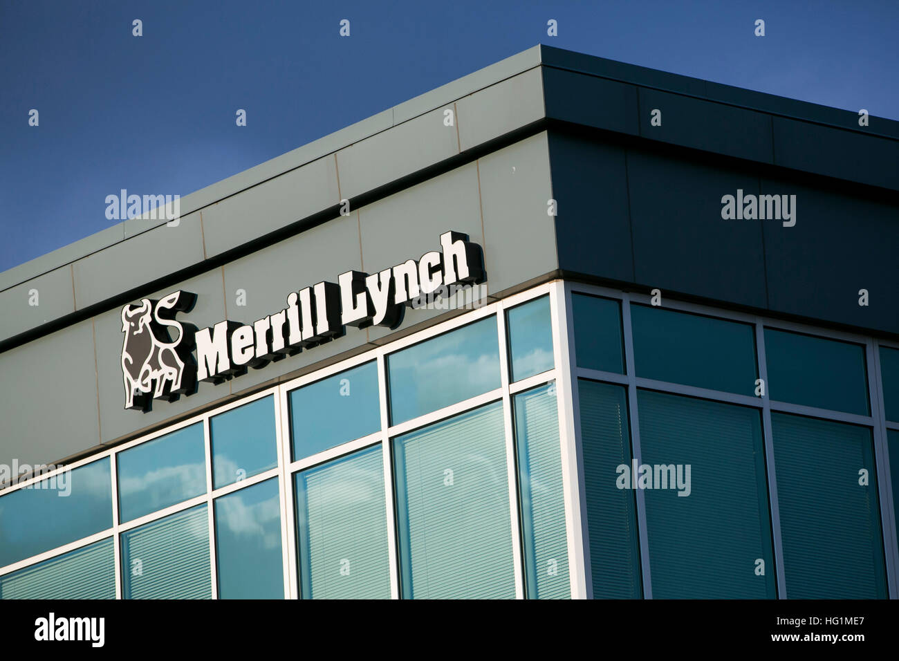 A logo sign outside of a facility occupied by Merrill Lynch in Mount ...