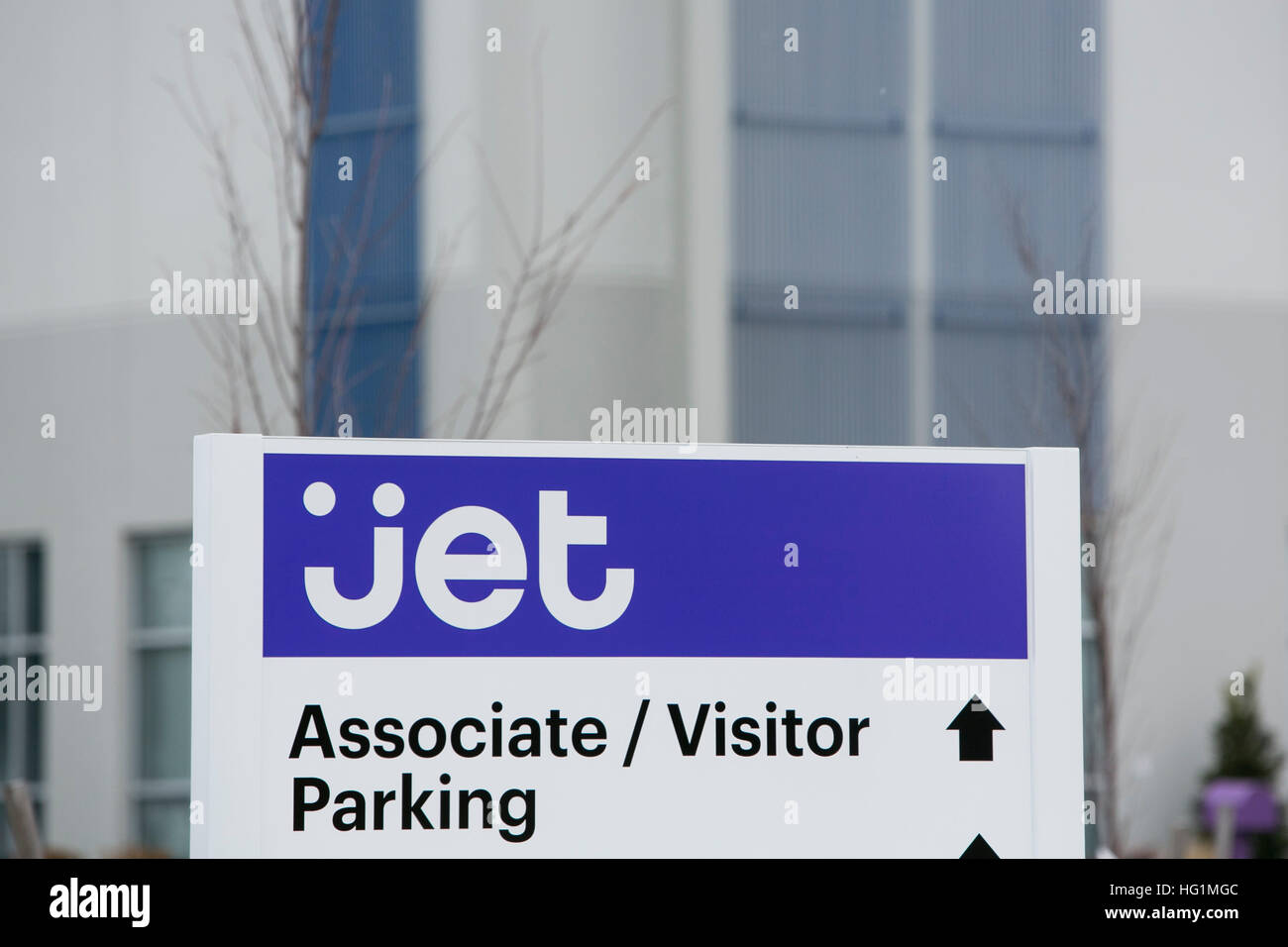 A logo sign outside of a facility occupied by Jet.com in Pedricktown ...