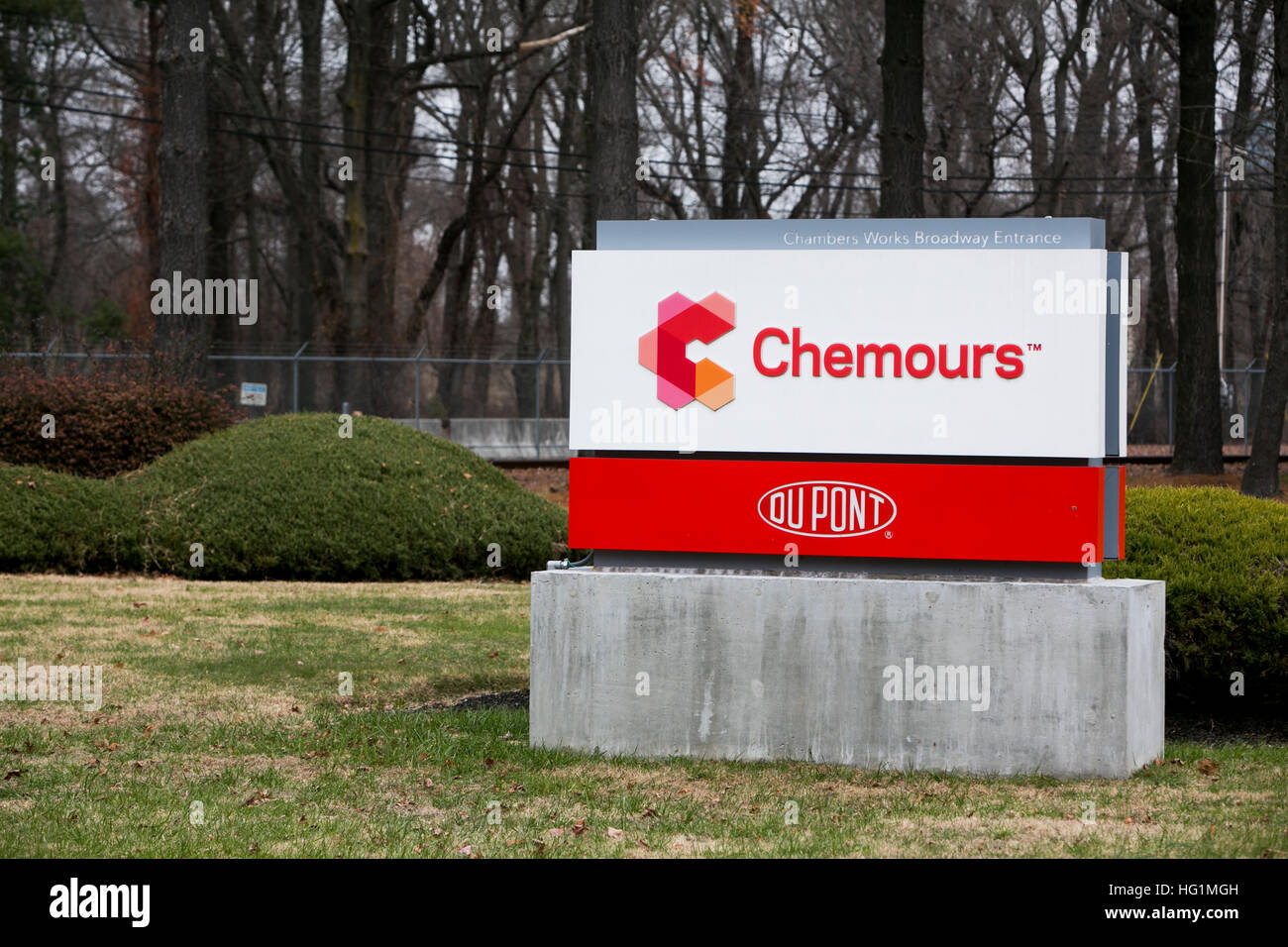 A logo sign outside of a facility occupied by The Chemours Company in ...