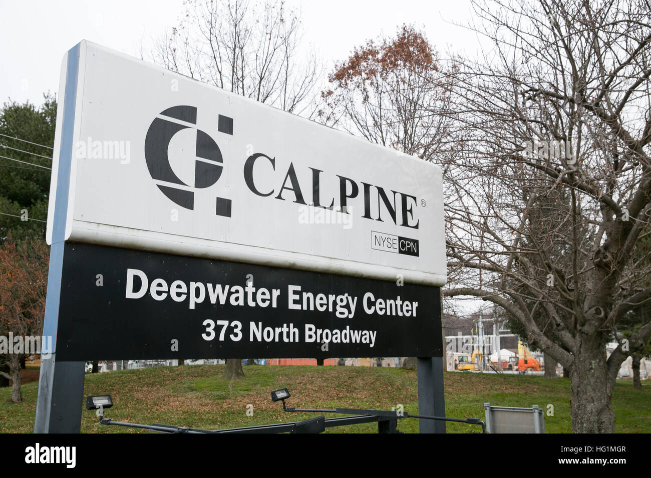 A logo sign outside of a facility occupied by the Calpine Corporation ...