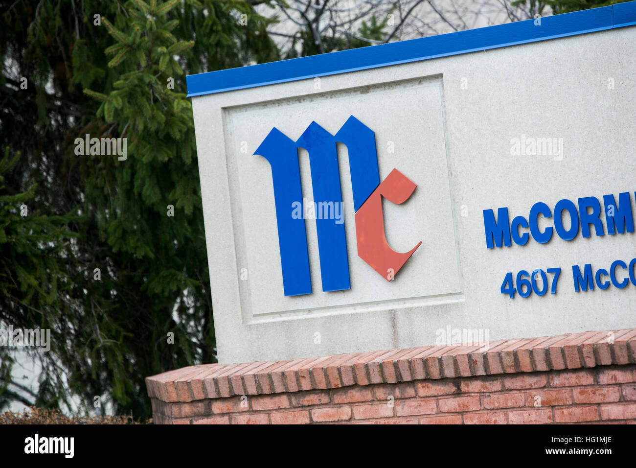 A logo sign outside of a facility occupied by McCormick & Company in ...