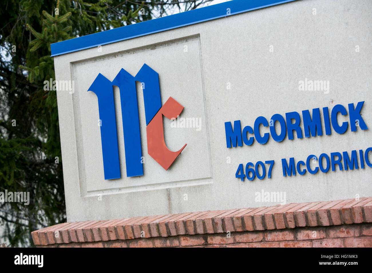 A logo sign outside of a facility occupied by McCormick & Company in ...