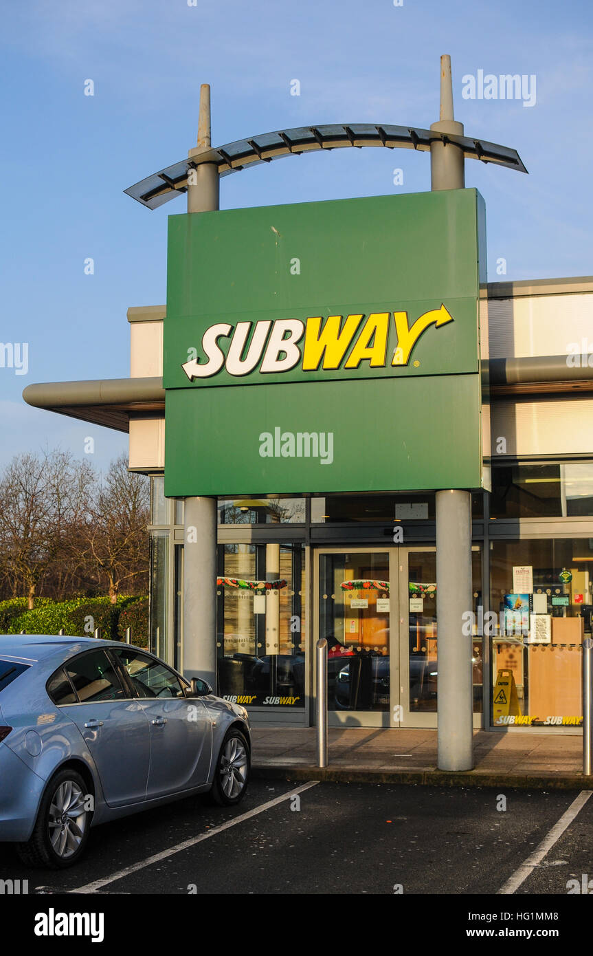 Subway food restaurant sign Stock Photo - Alamy