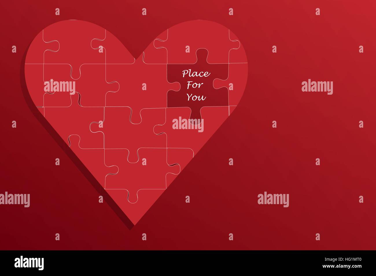 One big heart of pieces of puzzle is in the left side of the vector ...