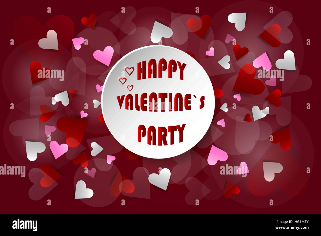 White circle with sign Happy Valentines party is in the middle of the ...