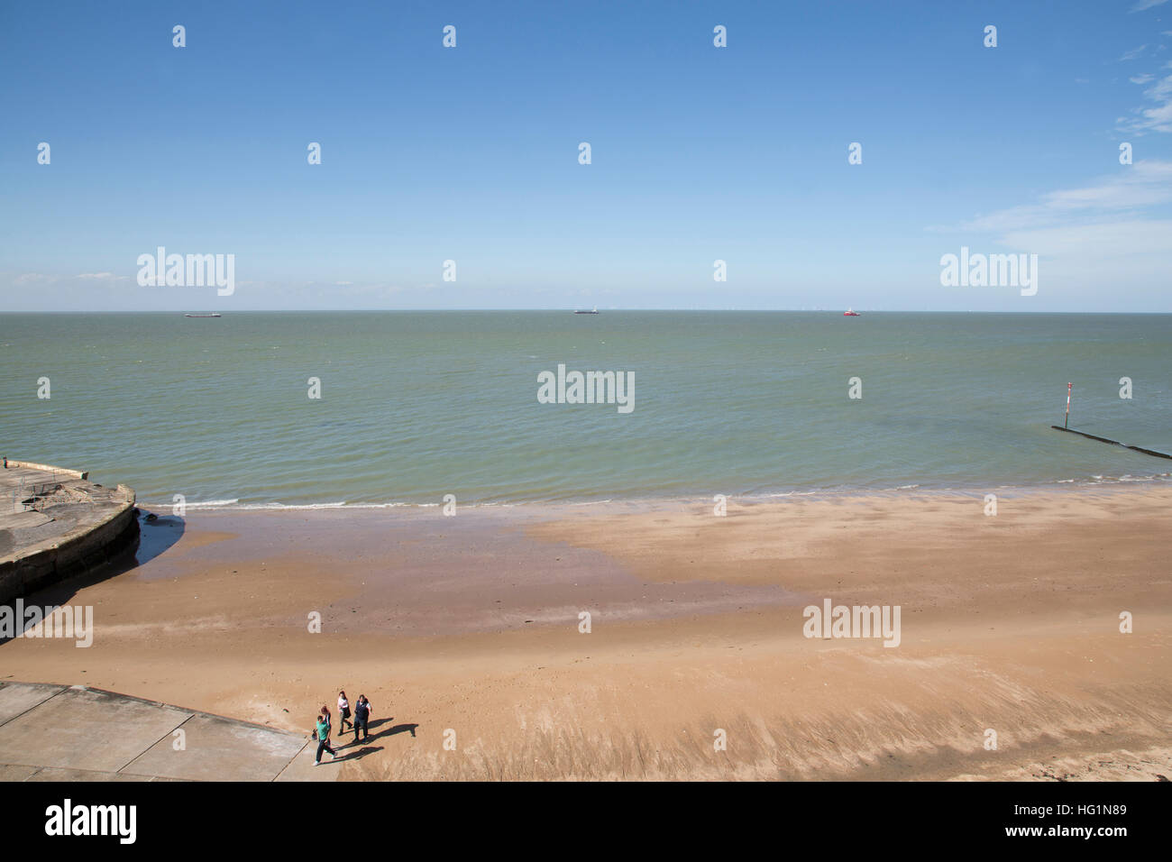 The Lower Promenade Margate Kent with London Array wind farm in the ...