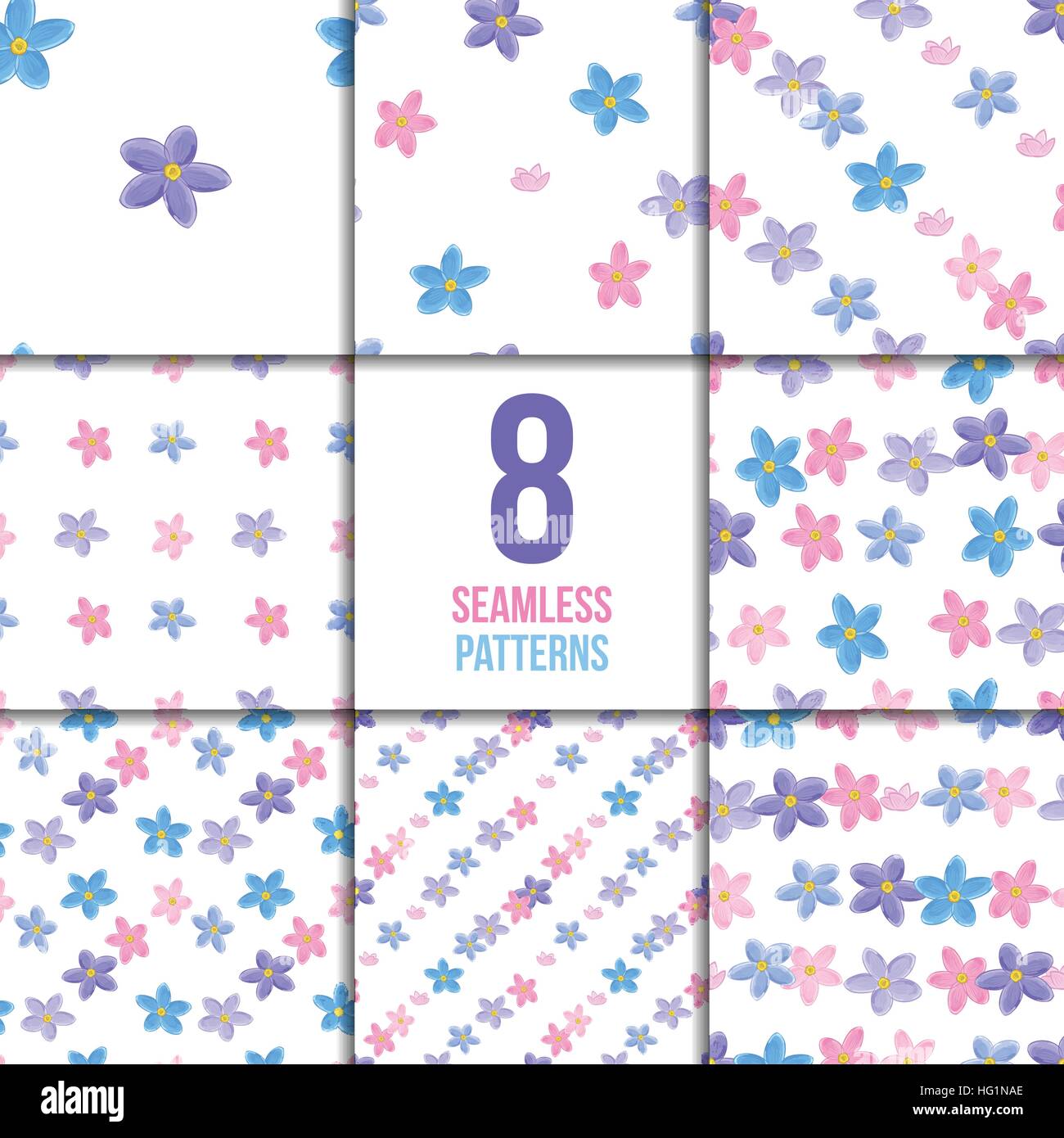 Seamless forget-me-not pattern set Stock Vector Image & Art - Alamy
