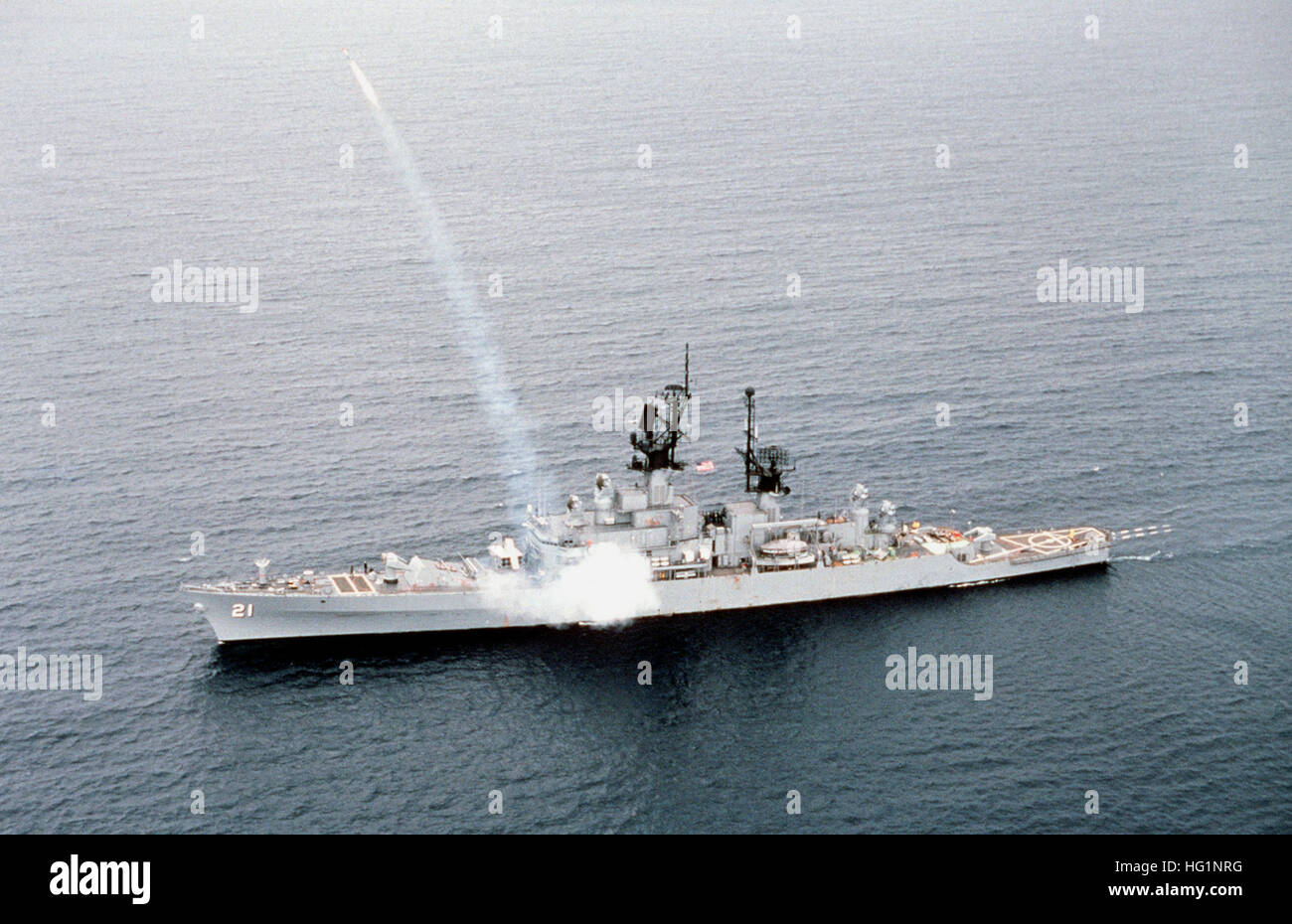 USS Gridley (CG-21) ASROC launch Stock Photo - Alamy
