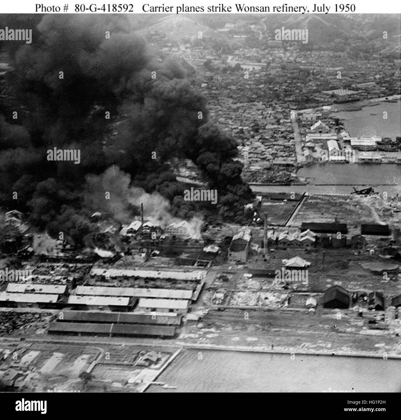 Valley Forge strike Wonsan Oil Refinery Stock Photo - Alamy