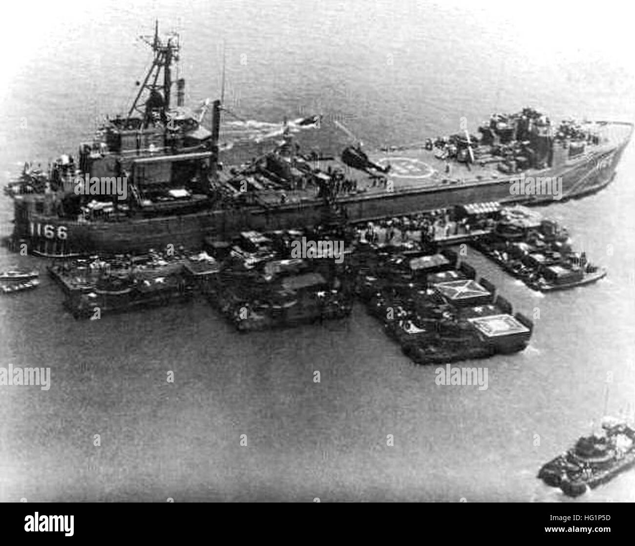 USS Washtenaw County, an LST-class landing ship, operates in the Mekong ...