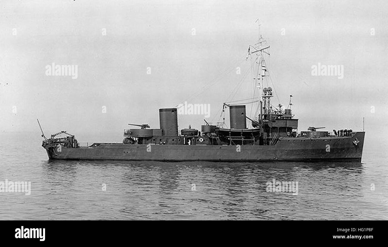 USS Osprey (AM-56), a minesweeper of the U.S. Navy, is shown off the ...