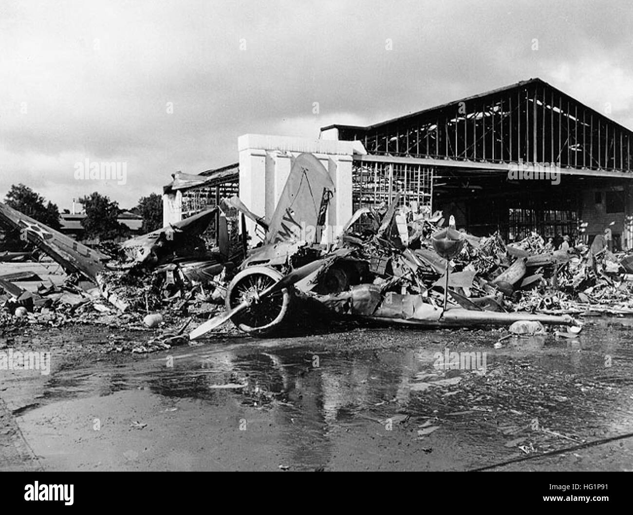 Wrecked aircraft at Wheeler Army Airfield 1941 Stock Photo - Alamy