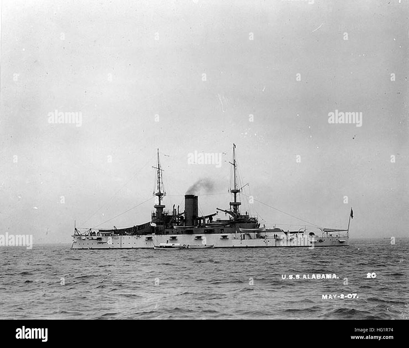 USS Alabama (BB 8) at anchor Stock Photo - Alamy