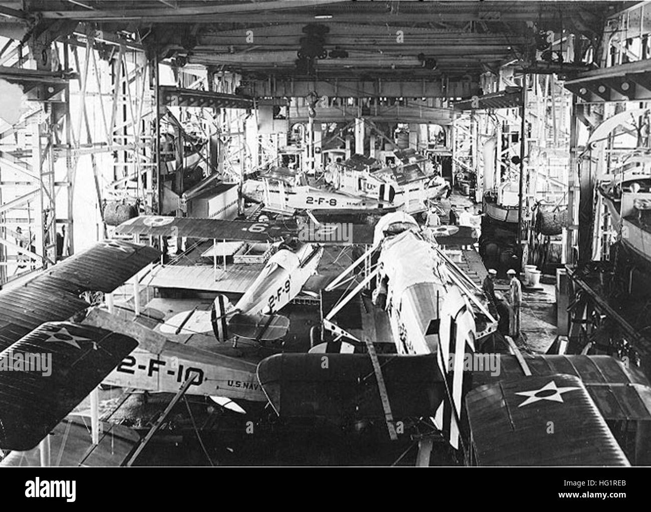 USS Langley CV-1 hangar 1920s Stock Photo - Alamy