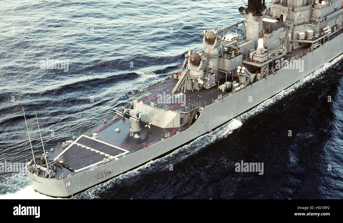 USS Leahy (CG-16) underway 1983 No 2 part Stock Photo - Alamy
